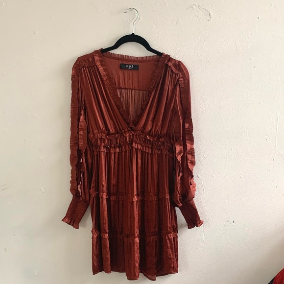 Dresses | O P T Layered Ruffle Dress In Rose | Poshmark